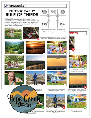 Art Photography Photo Composition Rule of Thirds Worksheet Lesson ...
