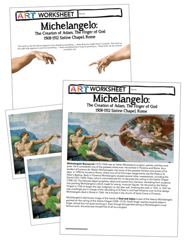 Art History: Fun Meme Worksheet Game Michelangelo The Finger of God ...