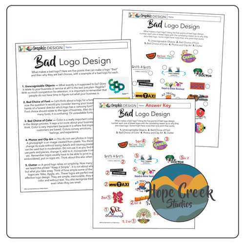 Art & Graphic Design "Bad" Logo Design Tips Intro Worksheet Handout ...