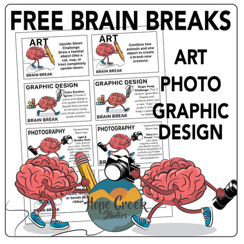 FREE Art Graphic Design & Photography BRAIN BREAKS Cards Warm Up ...