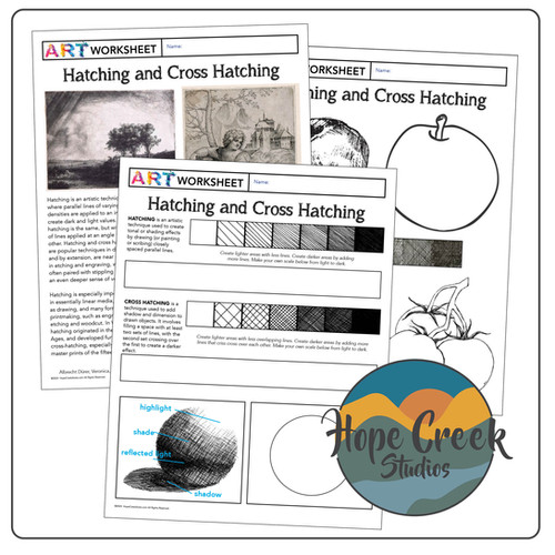 Art History & Drawing Hatch Cross Hatching Worksheet Lesson Skills Mark Making | HopeCreek