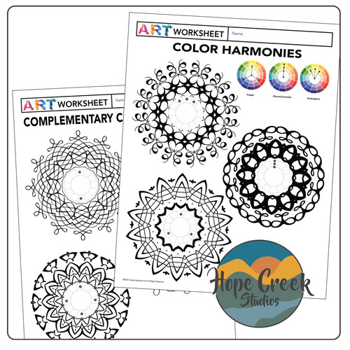 Art Color Wheel Theory Complementary Harmonies Worksheet Sub Plan ...