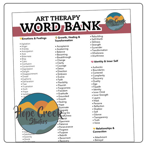 FREE Art Therapy Word Bank — Printable Resource | HopeCreek