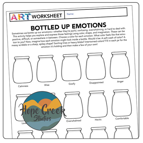 Art Therapy Mindfulness Bottled Up Emotion Drawing Color Worksheet ...