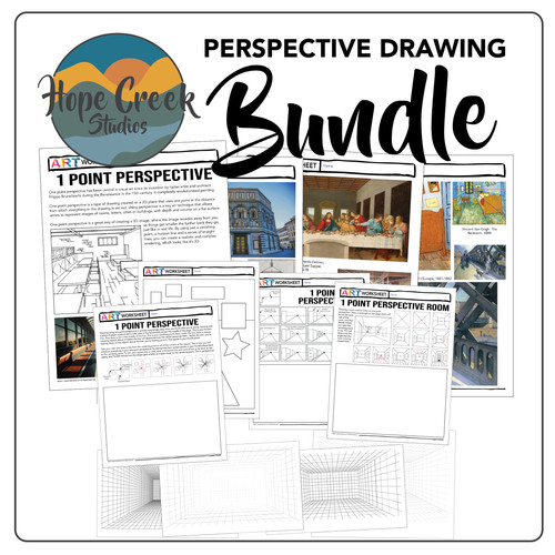 Art Drawing 1 Point Perspective Worksheets Lesson Room Shape History