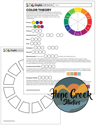 Art Graphic Design Color Wheel Theory Palettes Worksheet Lesson Blank ...