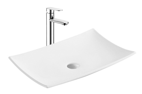 Zen Harmony: Curved Rectangular Ceramic Countertop Basin | LP Azar Hardware