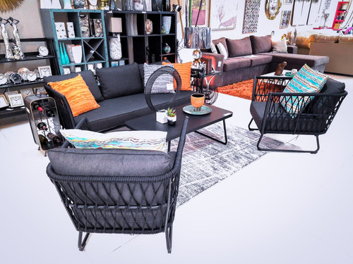 Modern Roped Patio Set with Table – Stylish Outdoor Lounge Furniture ...