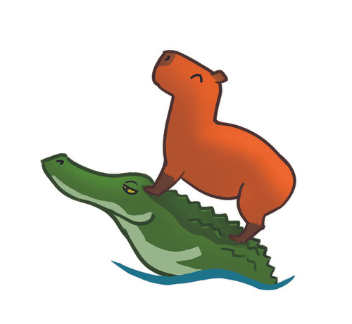 Capybara and Croc sticker | hawthornearts