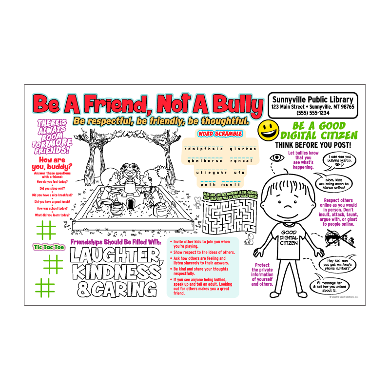Be A Friend, Not A Bully Activity Sheet | Coast to Coast