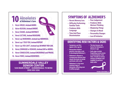 Alzheimer's Awareness Info Card/Panel | Coast to Coast