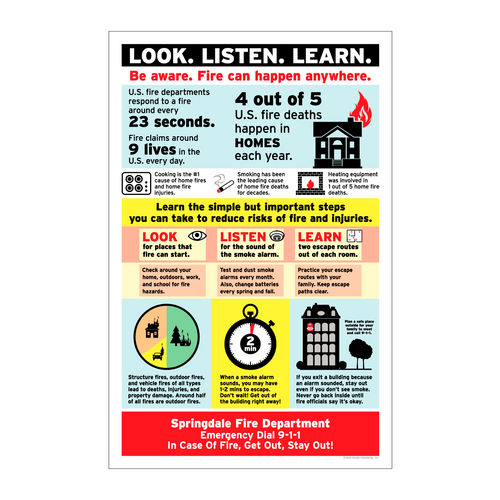 Look. Listen. Learn. Fire Safety Poster | Modern Marketing