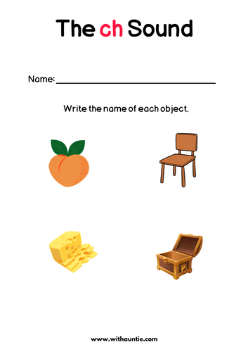 CH as in Chin Worksheets | with Auntie Nats