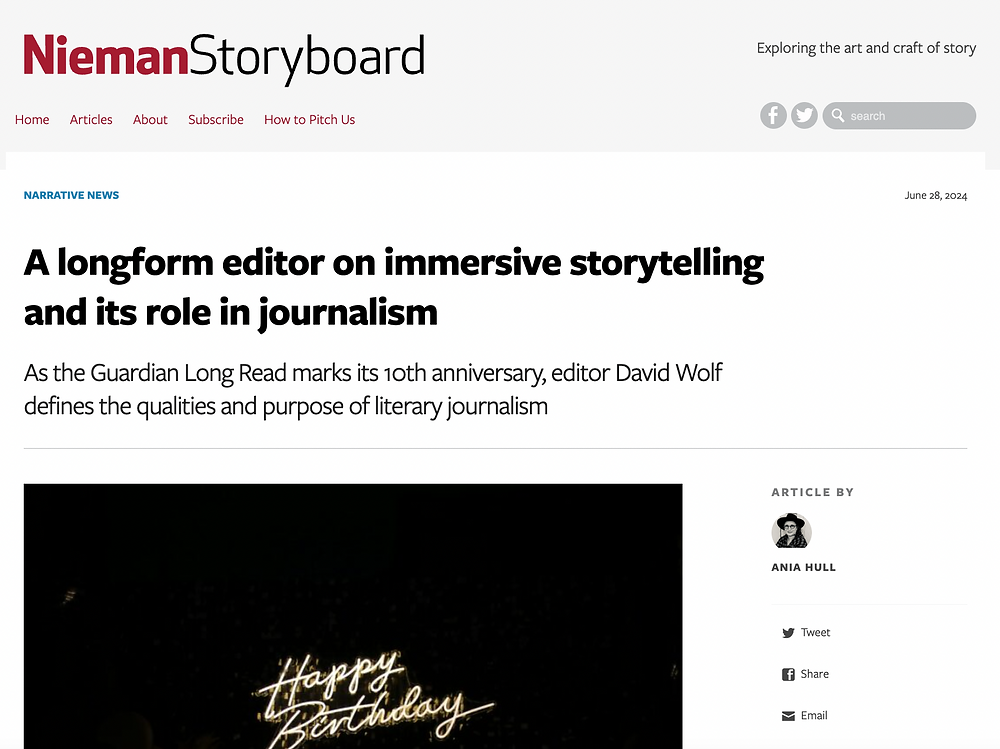 A Chat with The Guardian Long Read's Editor about Longform Journalism