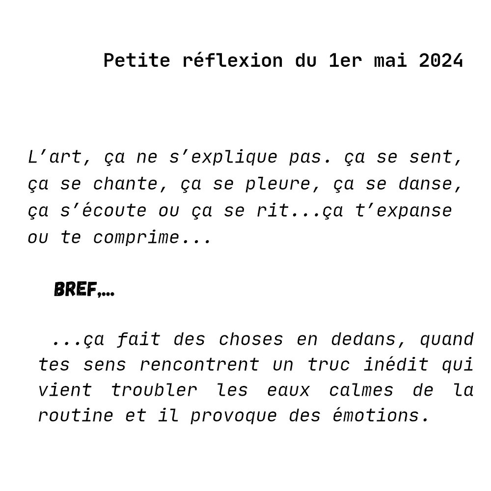 Petite réflexion un 1er mai 2024
