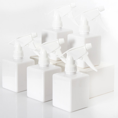 Youngever 5 Pack 12OZ Empty Plastic Square Spray Bottles - White ...