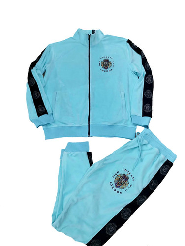 K.O.T.J Aqua Ice Blue Velour Tracksuits | Loyalty London