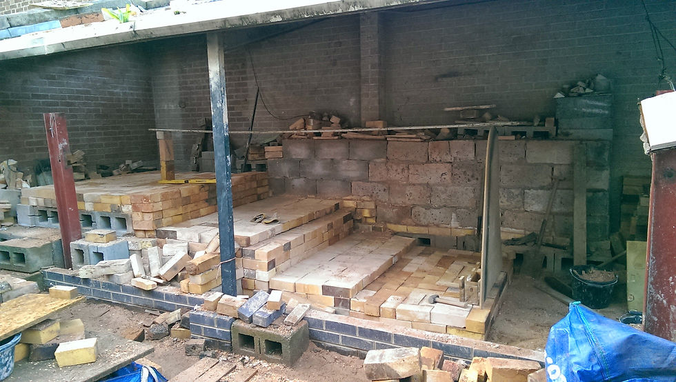Ben Brierley woodfired ceramics, kiln building