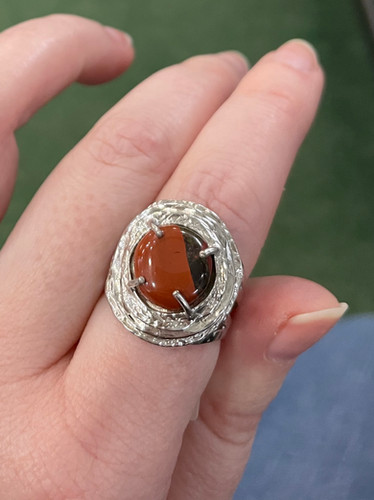 Sterling and Pudding Stone ring | Gold Mine Jewelry