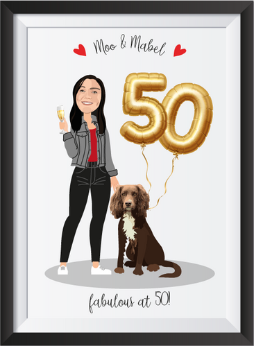 Special 50th Birthday Portrait with Pet | Doodle Doo Designs