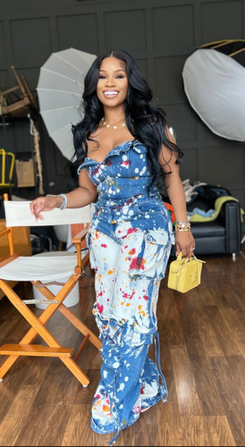 Splash denim jumpsuit | My Alter Ego Closet