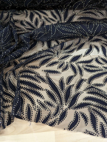 Black Velvet Flocking Lace | Villa Textiles Shop