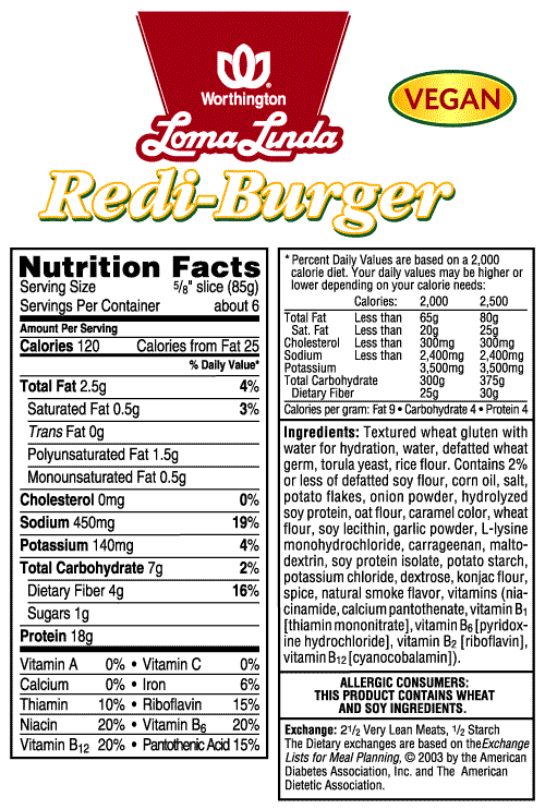 Redi-Burger (Lowfat) | Rocky Mountain Veggi