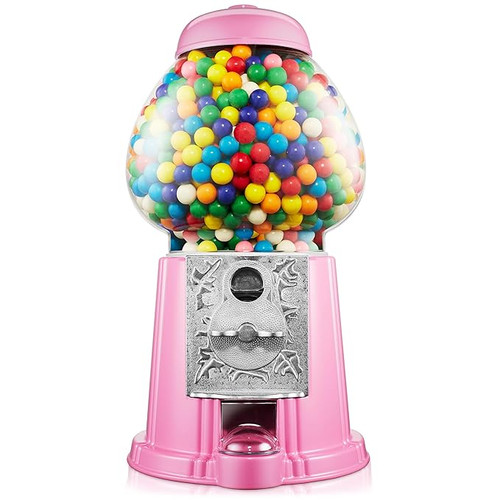 Bubble Gum Pink 15" Classic Gumball Machine with White Stand