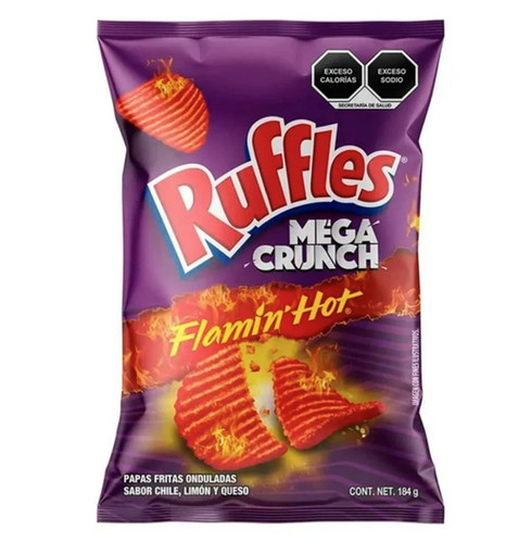 Ruffles Mega Crunch Flamin Hot 42g 🔥 Crujido extremo