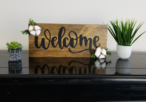 Walnut "Welcome" Famhouse Sign 18" x 7" | mysite
