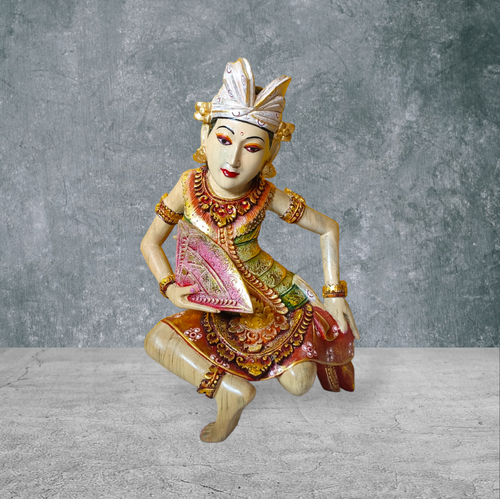 Male Balinese Dancer/Janger Dance Wooden Statue | Wayan's Shop