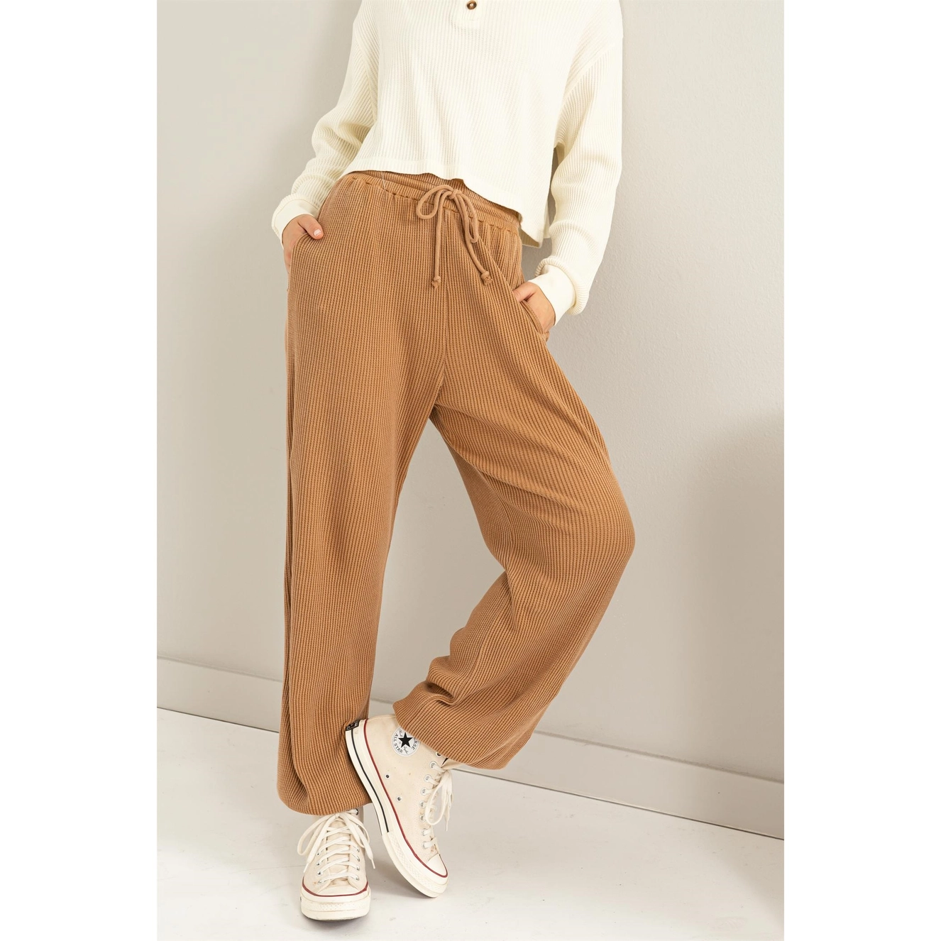 Camel Waffle Sweatpants | Rebel Mimi