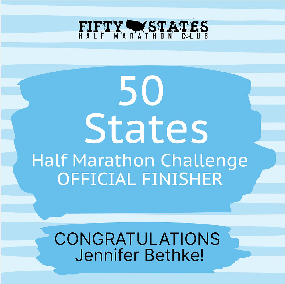 Jennifer Bethke Finishes the 50 States Half Marathon Challenge - From ...