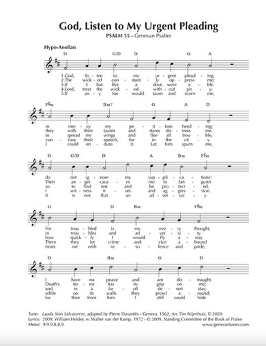 055 - Psalm 55 Geneva Lead Sheet | Genevan Tunes