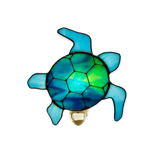 [Premium Handmade] 5.5" Sea Blue Green Turtle Stained Glass Night Light ...