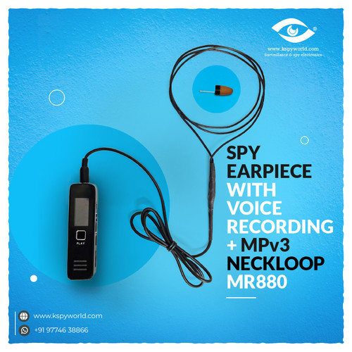 Spy earpiece with Voice Recorder + Mp3 neckloop 8GB | KSPYWORLD OFFICIAL