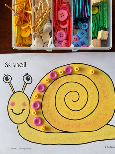 Letter Ss Snail Colourful Loose Parts Play Printable | Our Playful Learning