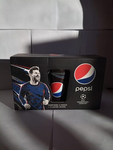 Pepsi Gift Pack 3 Pepsi Black Lata 354cc+ Vaso Messi | Mercado de Bebidas