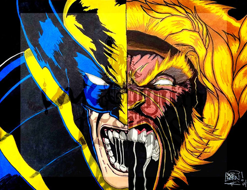 Primal | Wolverine vs Sabretooth Fan Art - 8.5 x 11 | Inkcognitodesigns