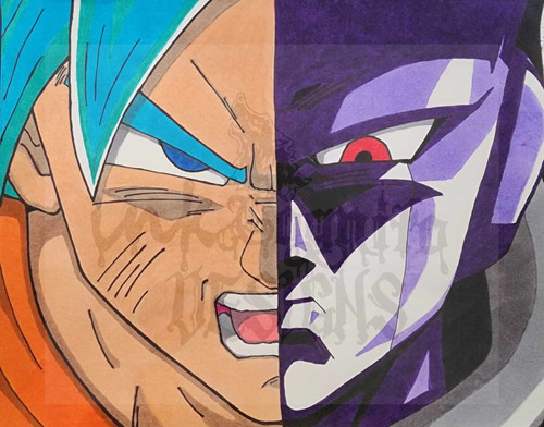 Time Skip Mastery | Goku Blue vs Hit Fan Art 8.5x11 | Inkcognitodesigns