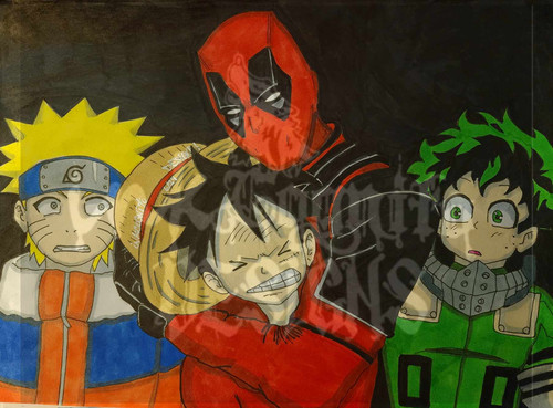 Deadpool Anime Mashup | Fan Art 8.5 x 11 | Inkcognitodesigns