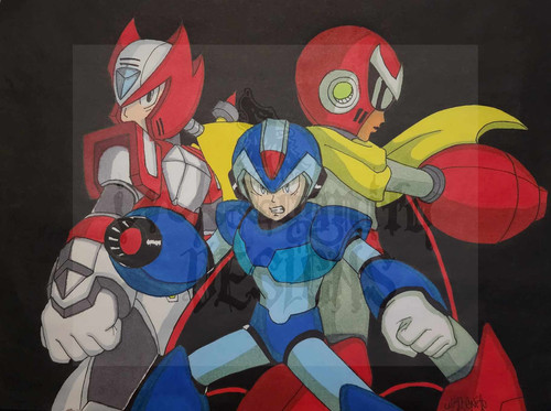 Megaman Trio Fan Art 8.5x11 | Inkcognitodesigns