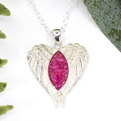 Solid Angel Wings Cremation Ashes Memorial Pendant | SamFire Memorials