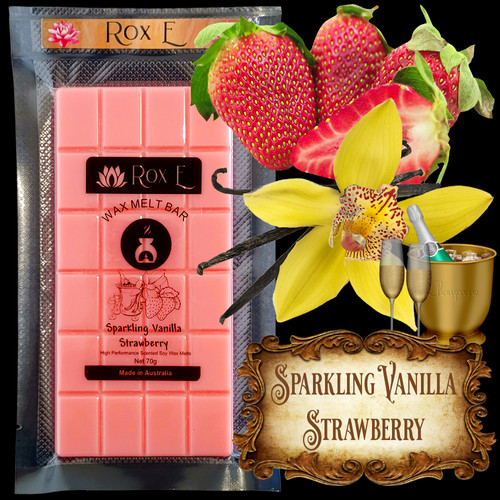 Sparkling Vanilla Strawberry Scented Soy Wax Melts | rox-e