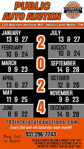 Public Auto Auction | 143 Interstate Auctions Llc | Hurricane Mills