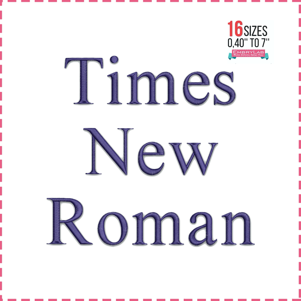 Times New Roman Embroidery Font. BX+9 Formats. Machine Embroidery ...