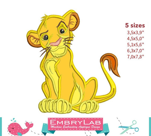 Simba Appliqué. The Lion King. Machine Embroidery Applique Design ...