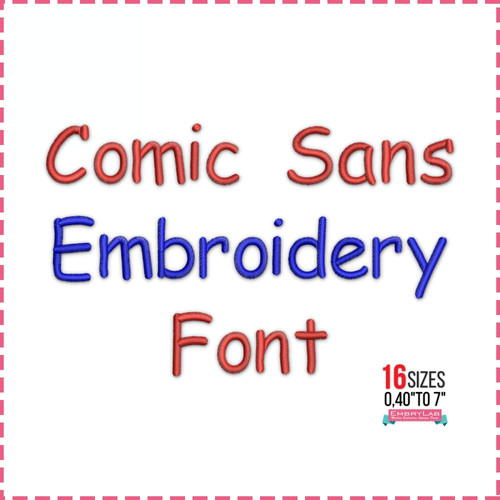 Comic Sans Embroidery Font. BX+10 Formats. Machine Embroidery Alphabet ...