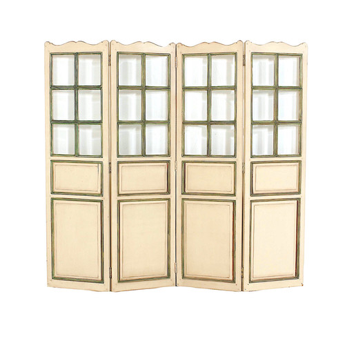 SOLD: Antique French Country 4-Panel Screen Room Divider | c+vhomemt