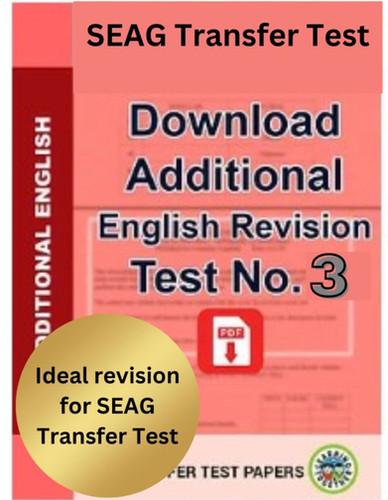 SEAG Transfer Test English Revision Test Number 3 | Transfer Test Papers